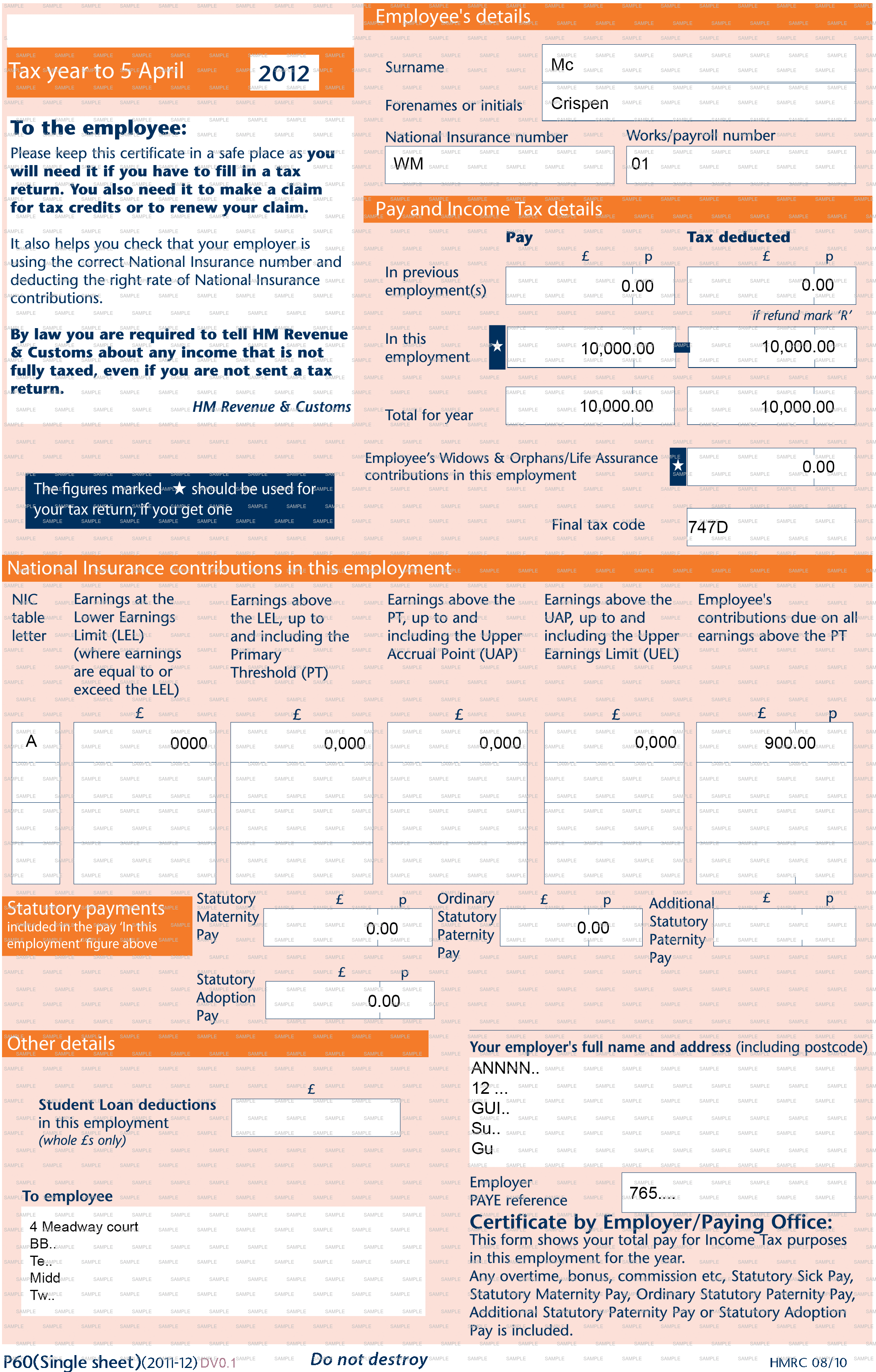 Example Replacement Documents & Sample Letters